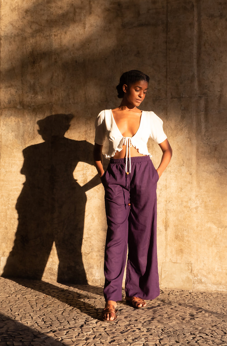 Calça Helena Linho Roxo – Sisilia Collection